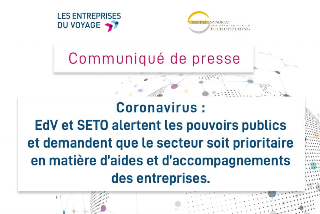 Coronavirus : EdV et SETO alertent les pouvoirs publics